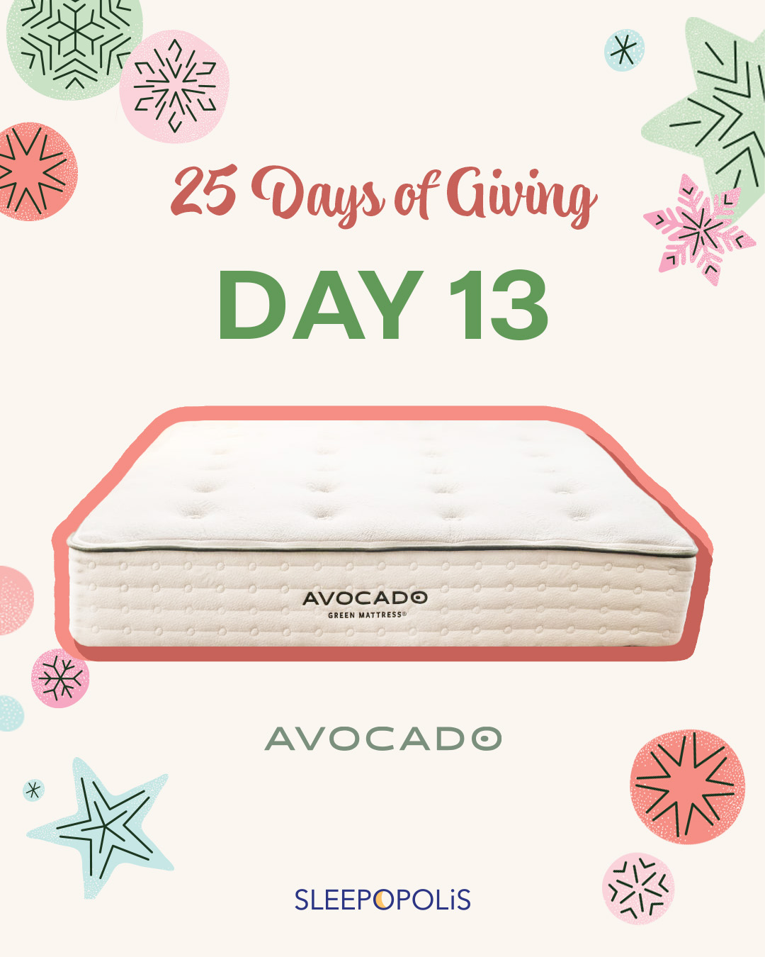 25 Days of Giving 2024 Avocado Eco Organic Mattress Giveaway Sleepopolis